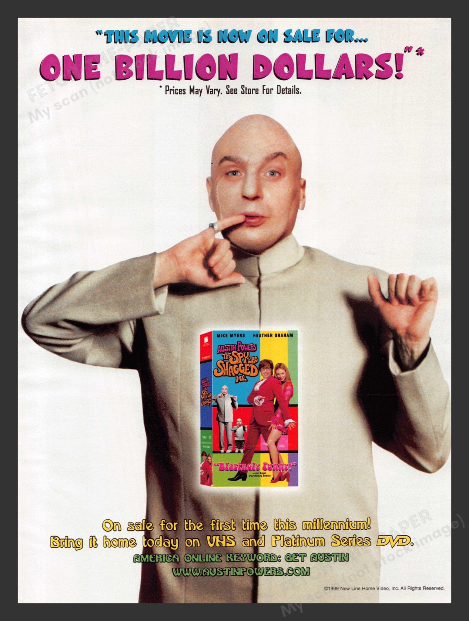 Austin Powers Dr. Evil 2000 Print Ad - VHS & DVD Release — Fetch-the-Paper