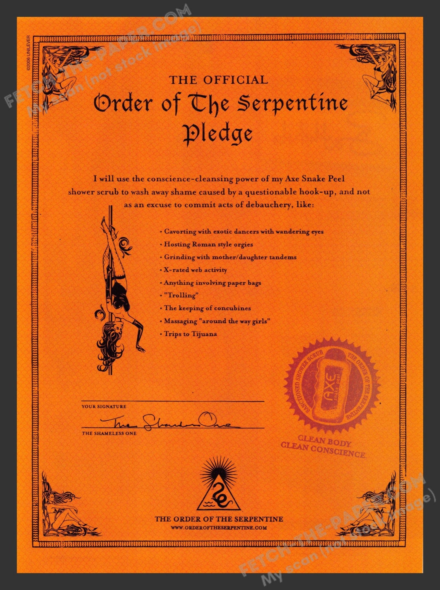 Axe Snake Peel Order of The Serpentine Pledge 2000s Print Ad — Fetch ...