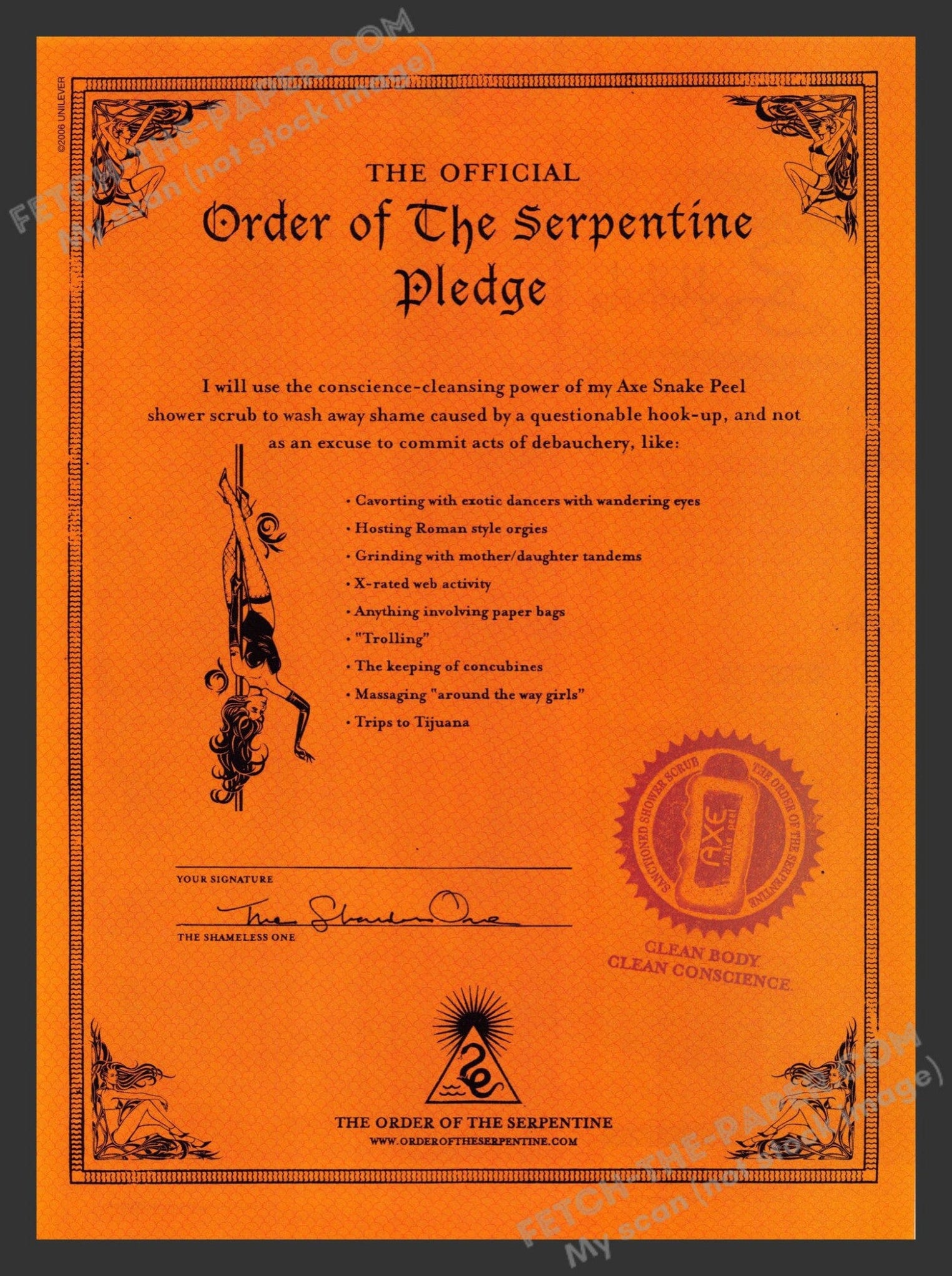 Axe Snake Peel Order of The Serpentine Pledge 2000s Print Ad — Fetch ...