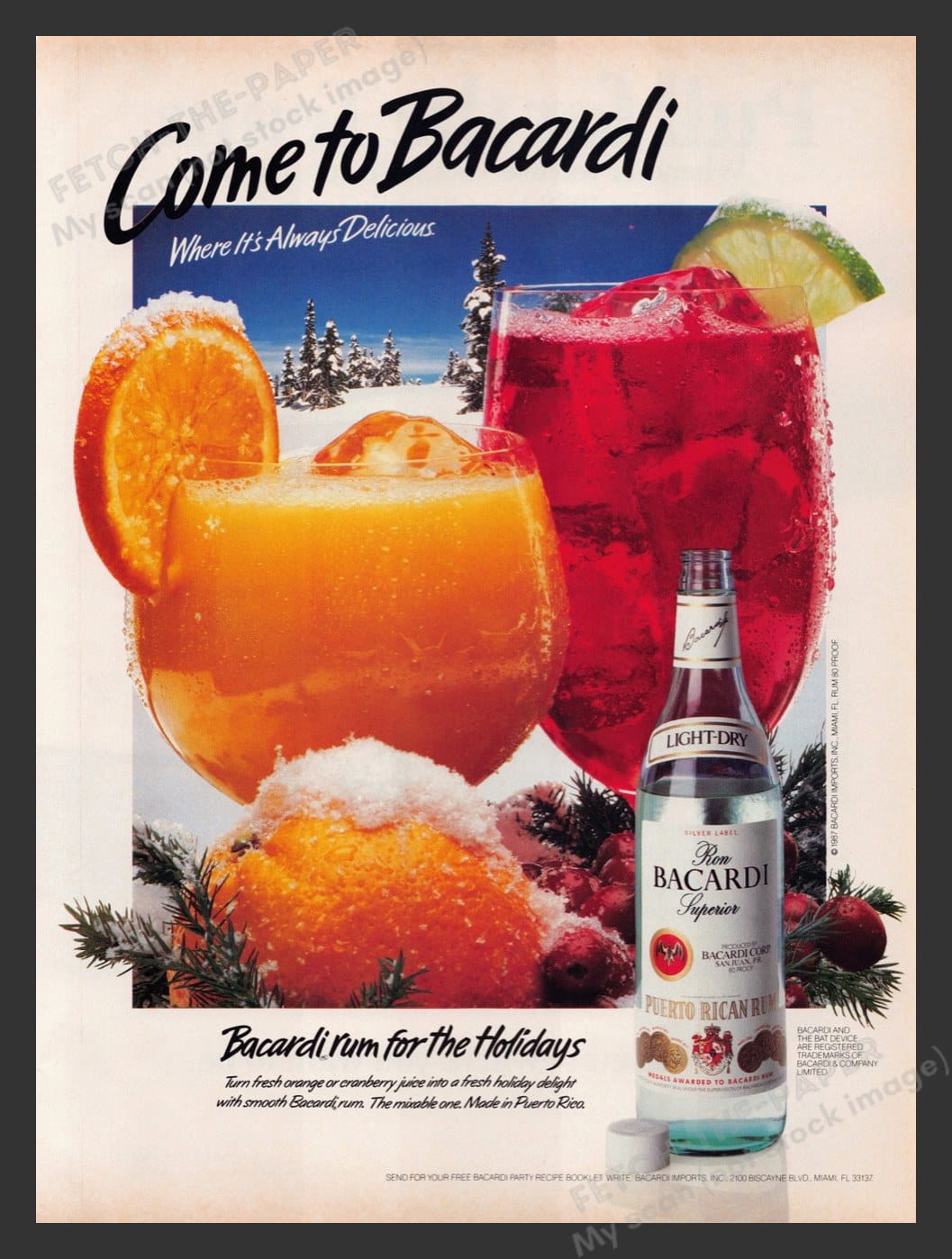 Bacardi Rum for the Holidays 1980s Print Advertisement Ad 1987 — Fetch ...