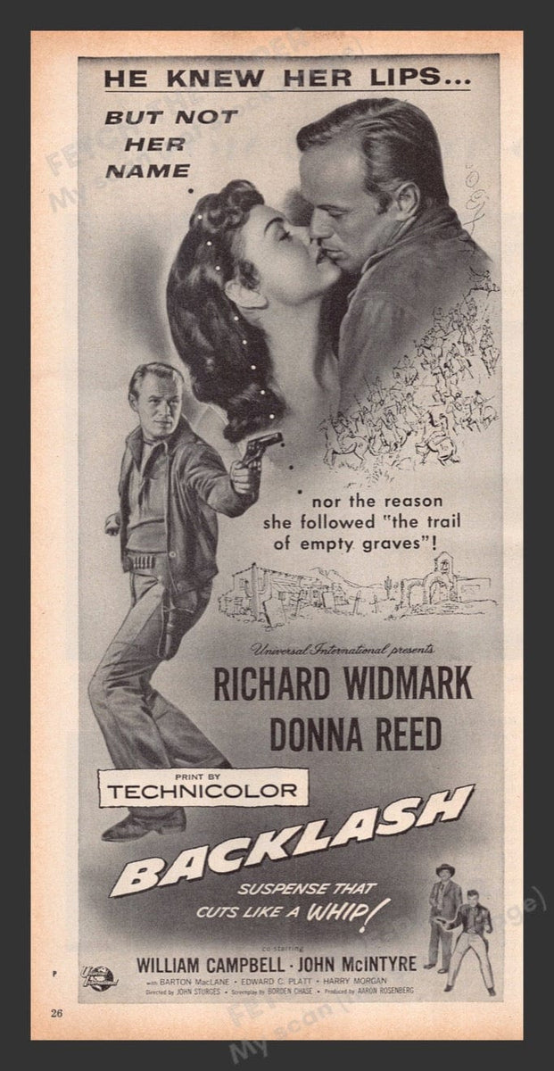 Backlash Movie Release 1950s Print Advertisement Ad 1956 — Fetch-the-Paper