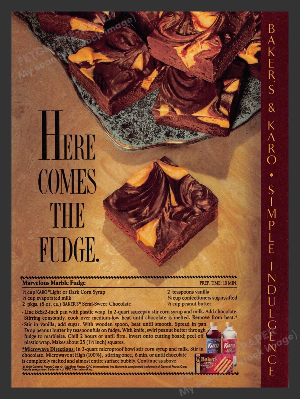 Baker's & Karo Syrup "Marvelous Marble Fudge" Recipe 1980s Print Ad 19 ...