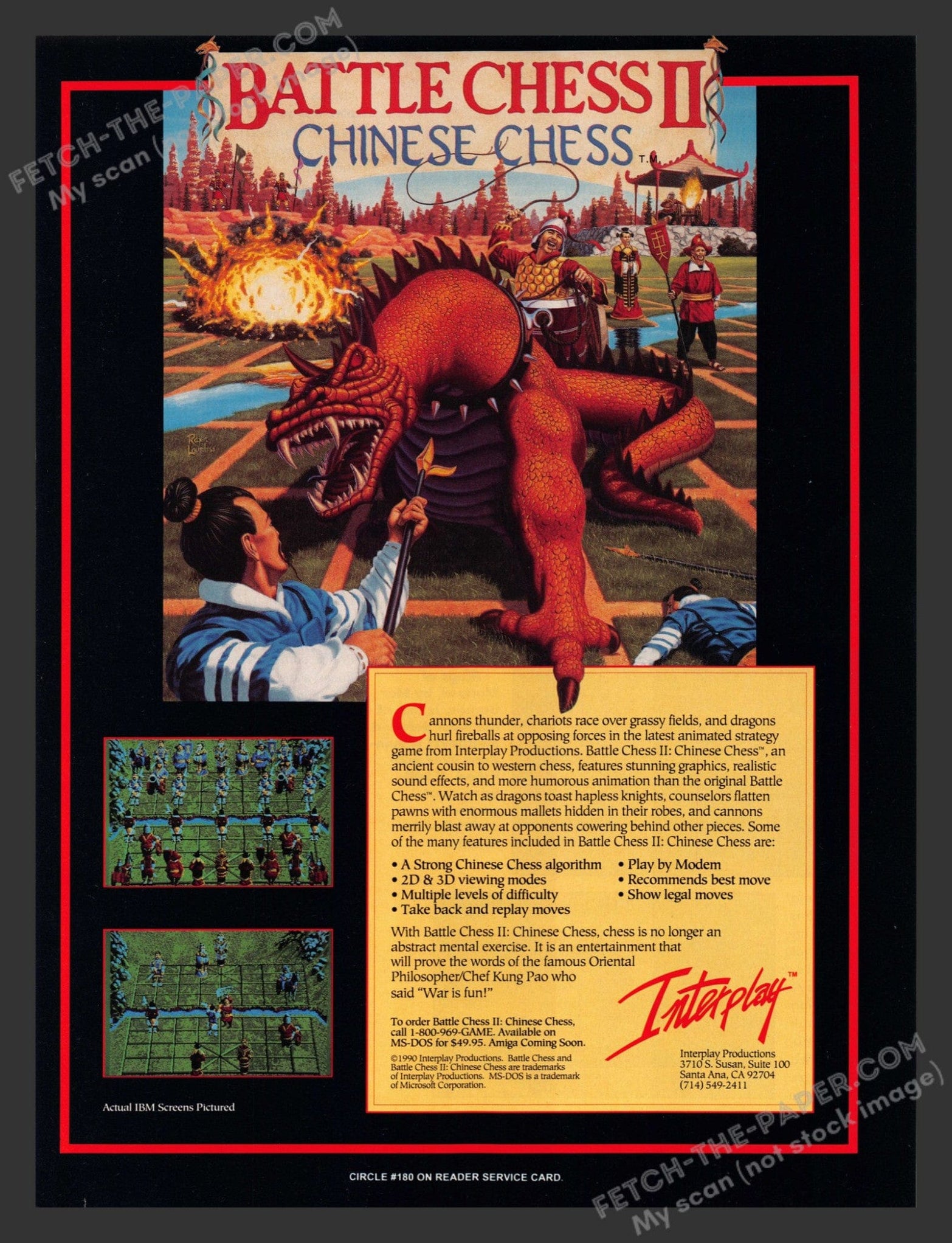 Battle Chess II Video Game 1990s Print Advertisement 1990 — Fetch-the-Paper