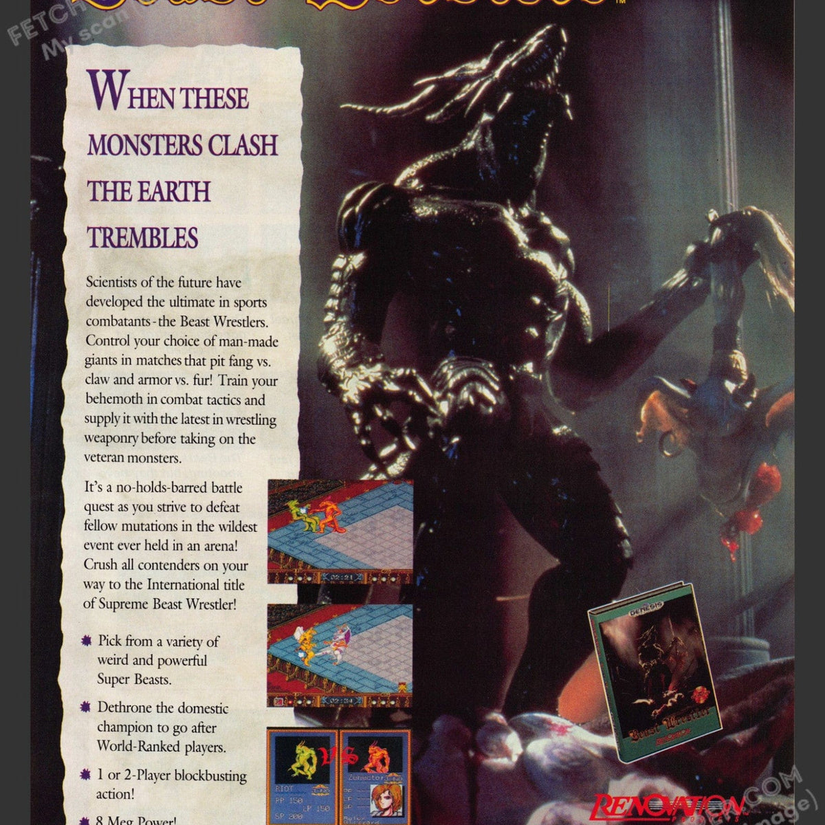 Beast Wrestler Video Game 1990s Print Advertisement 1991 — Fetch-the-Paper