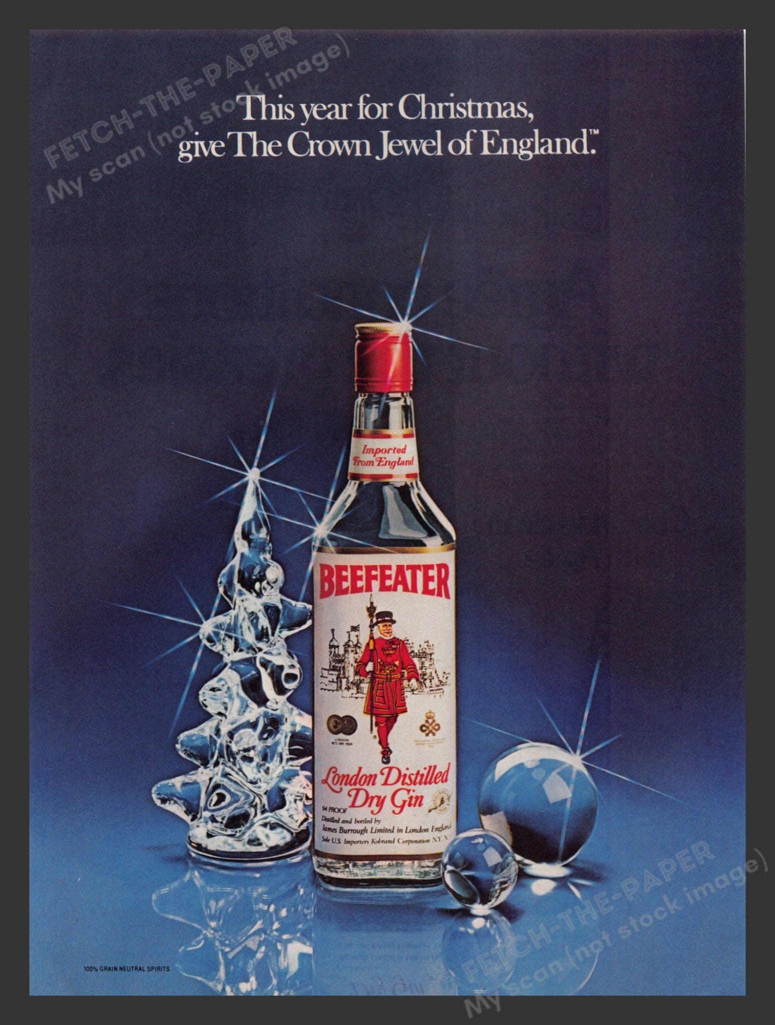 Vintage Beefeater Gin 1980s Christmas Print Advertisement — Fetch-the-Paper
