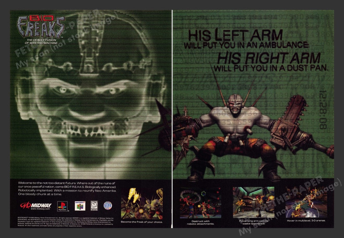 Bio Freaks 1990s Video Game Print Advertisement (2 Psges) 1998 — Fetch-the-Paper