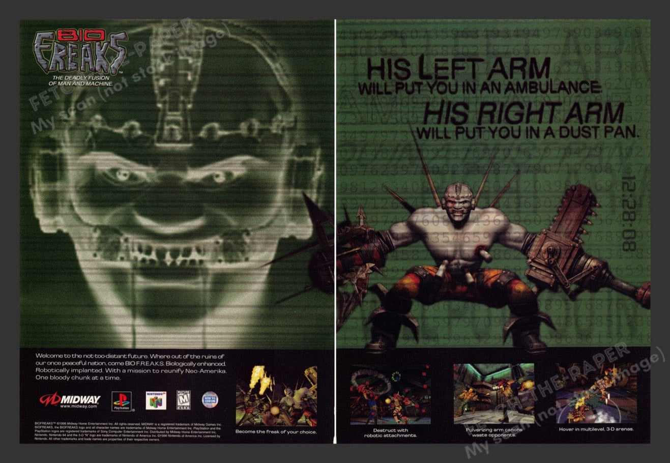 Bio Freaks 1990s Video Game Print Advertisement (2 Psges) 1998 — Fetch-the-Paper