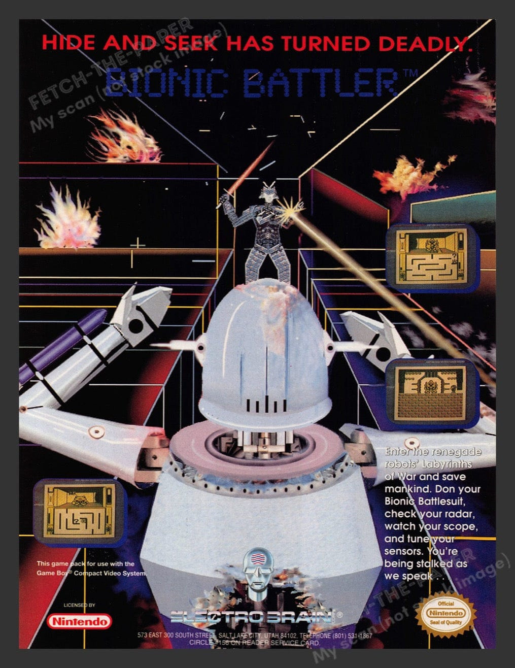 Bionic Battler 1990s Video Game Print Advertisement 1992 — Fetch-the-Paper