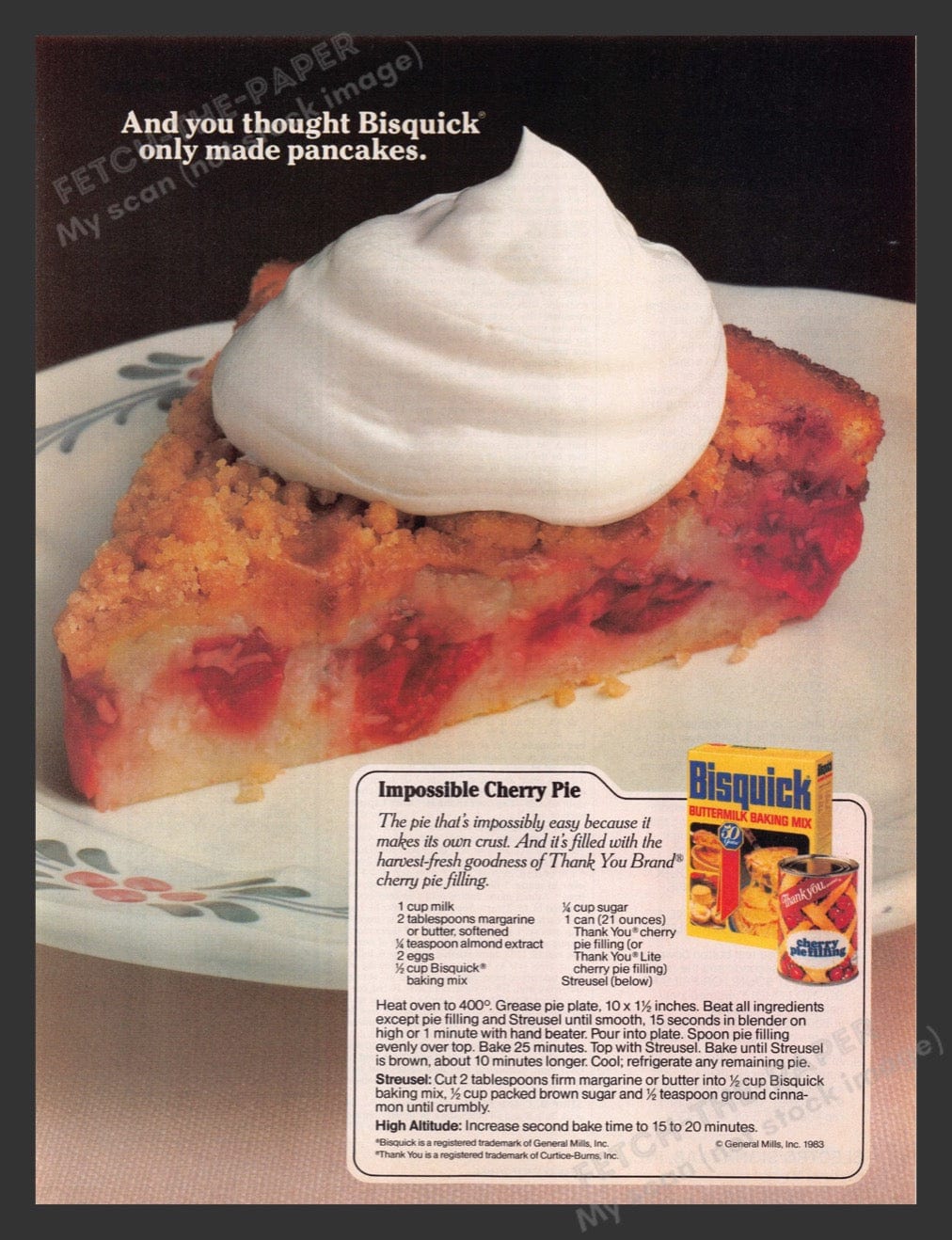 Bisquick "Impossible Cherry Pie" Recipe 1980s Print Advertisement Ad 1 ...