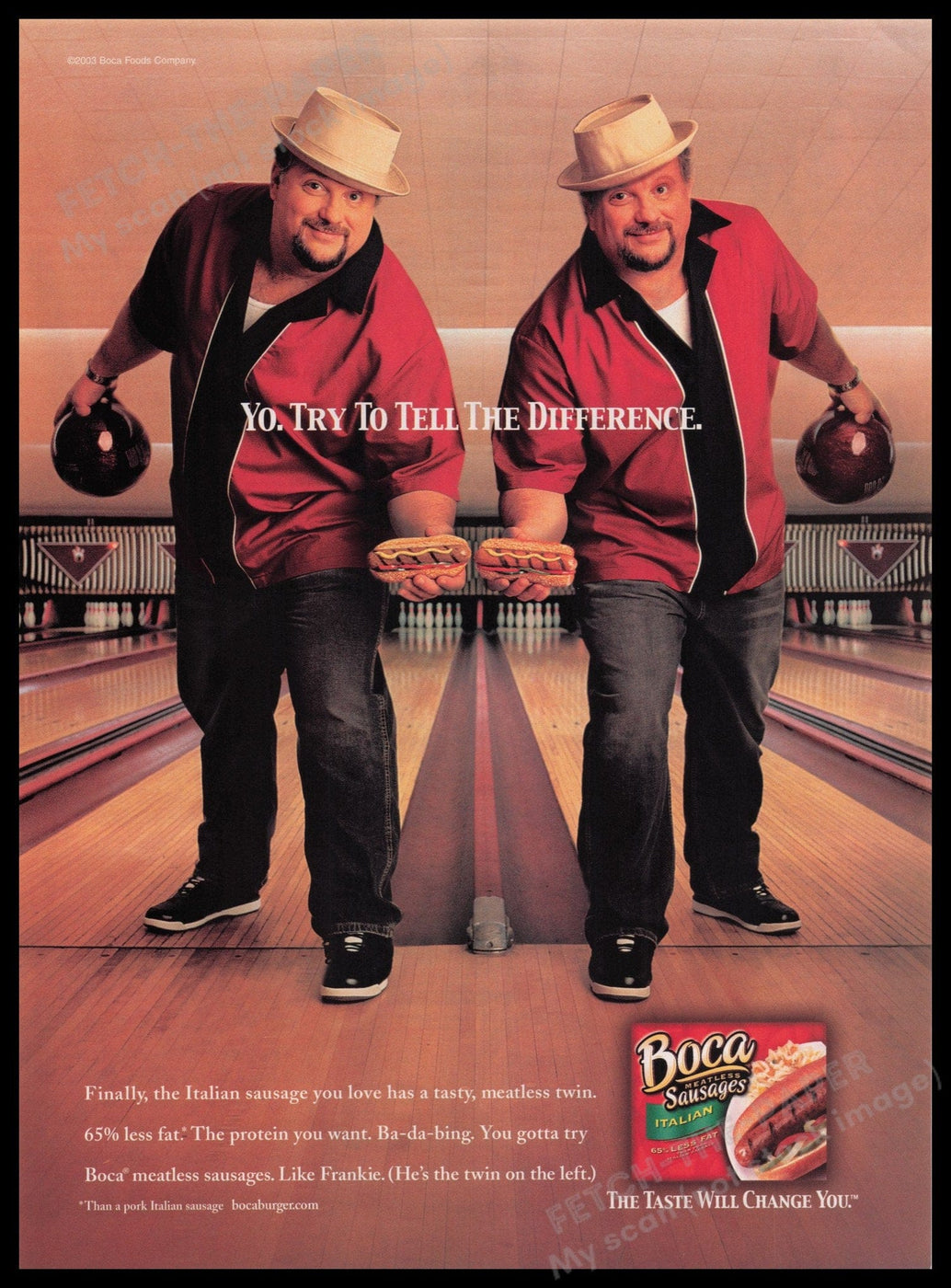 Boca Meatless Sausages 2000s Print Advertisement Ad 2003 Twin Bowlers ...