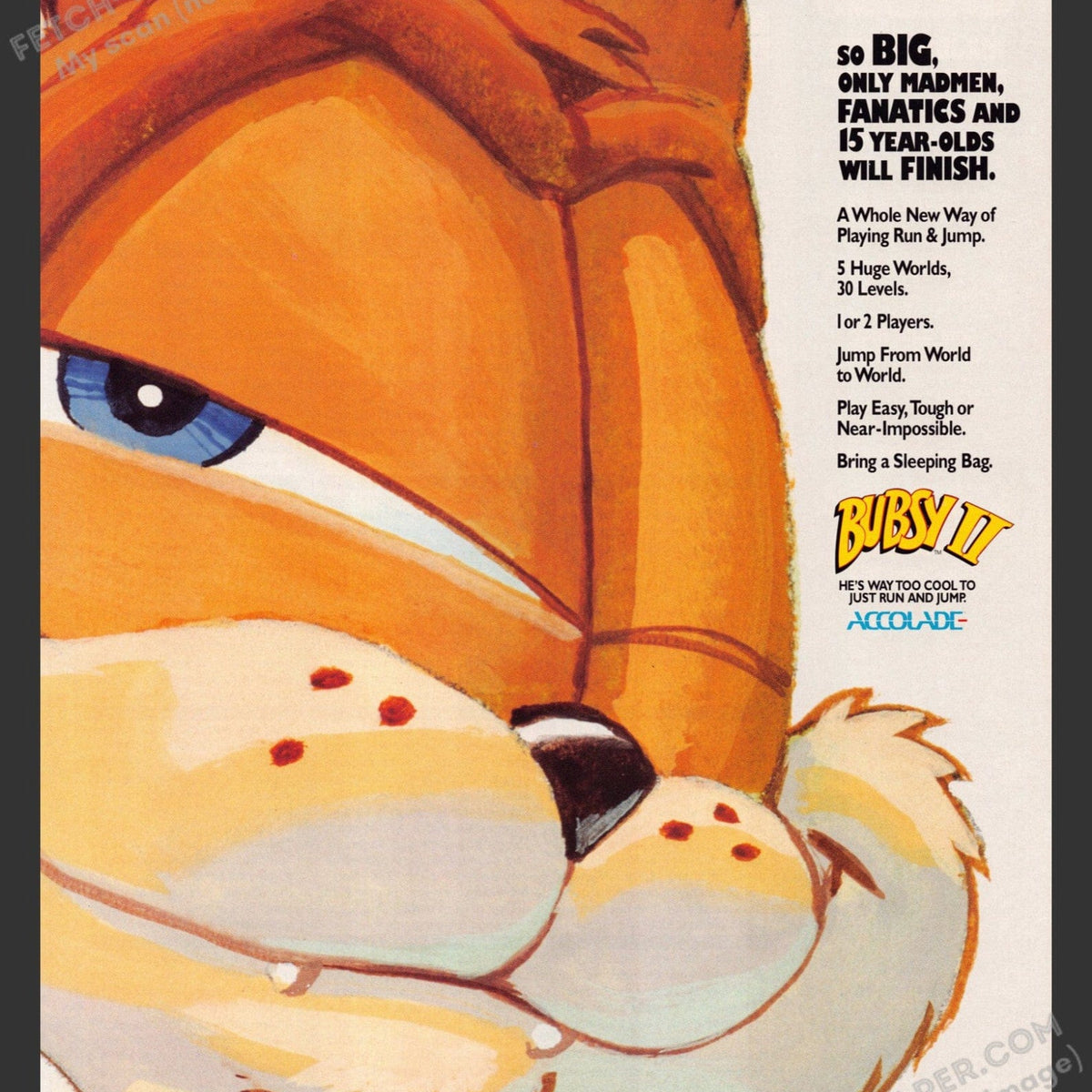 Bubsy II Video Game 1990s Print Advertisement 1994 — Fetch-the-Paper