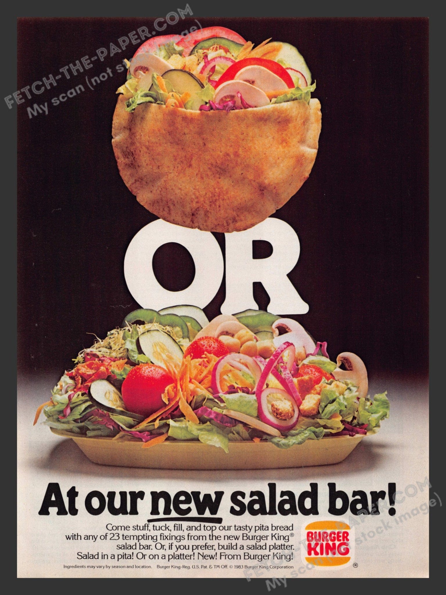 Burger King Fast Food Salad Bar 1980s Print Ad — Fetch-the-Paper