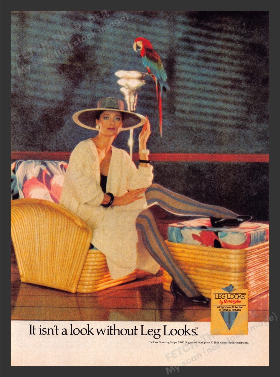 Burlington Leg Looks Hosiery Macaw Parrot 1980s Print Advertisement Ad ...