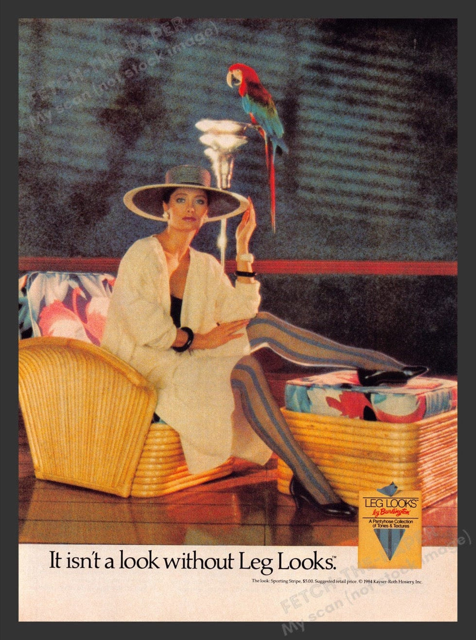 Burlington Leg Looks Hosiery Macaw Parrot 1980s Print Advertisement Ad ...
