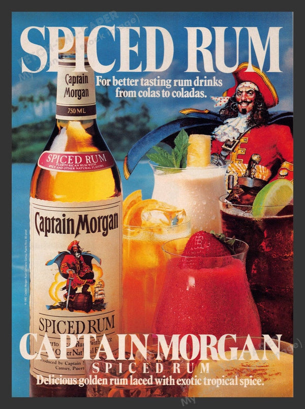 Captain Morgan Spiced Rum Colas to Coladas 1980s Print Advertisement A ...