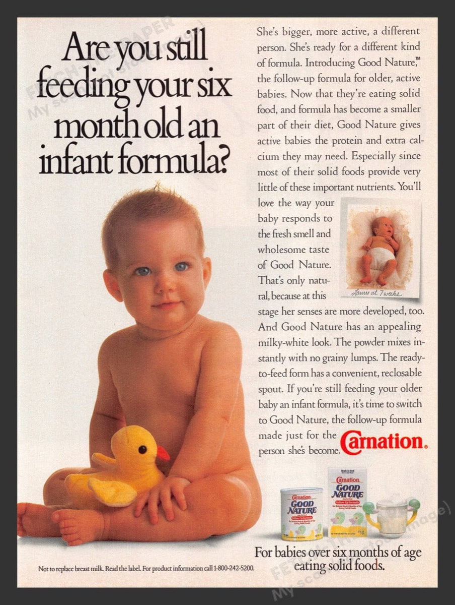 Carnation Good Nature Follow-up Formula Baby 1980s Print Advertisement ...