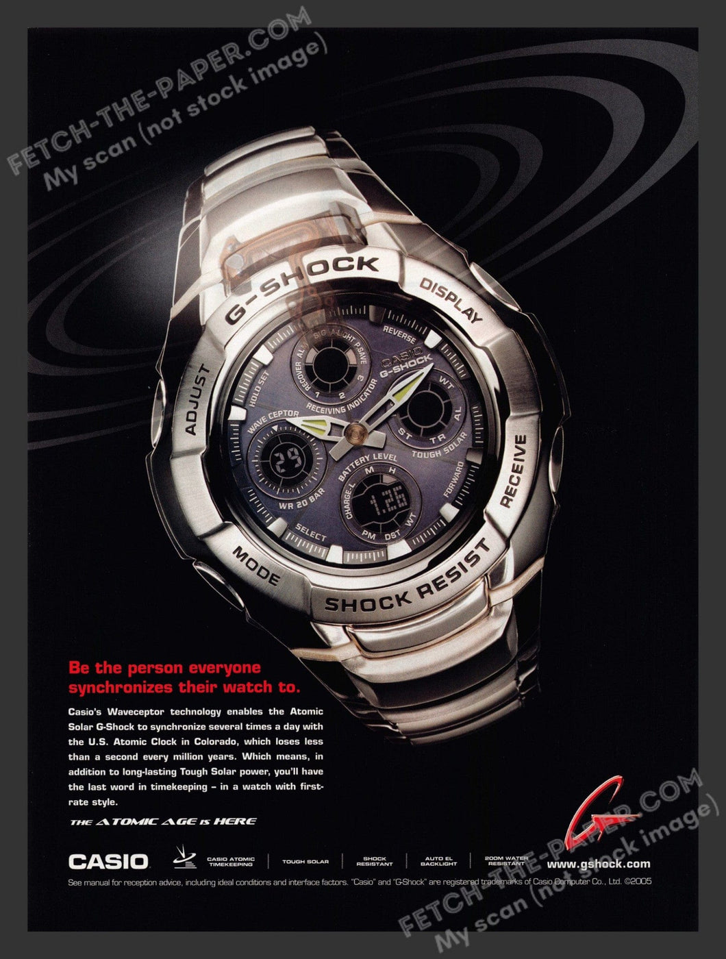 Casio G-Shock Watch 2000s Print Ad - Atomic Solar Tech — Fetch-the-Paper