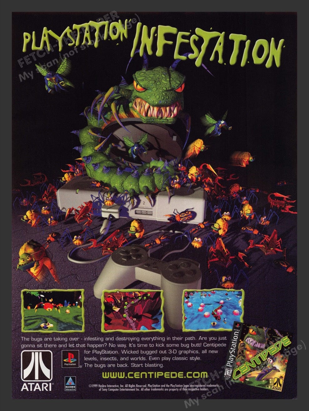 Centipede Playstation Infestation 1999 Vintage Game Ad Print — Fetch ...