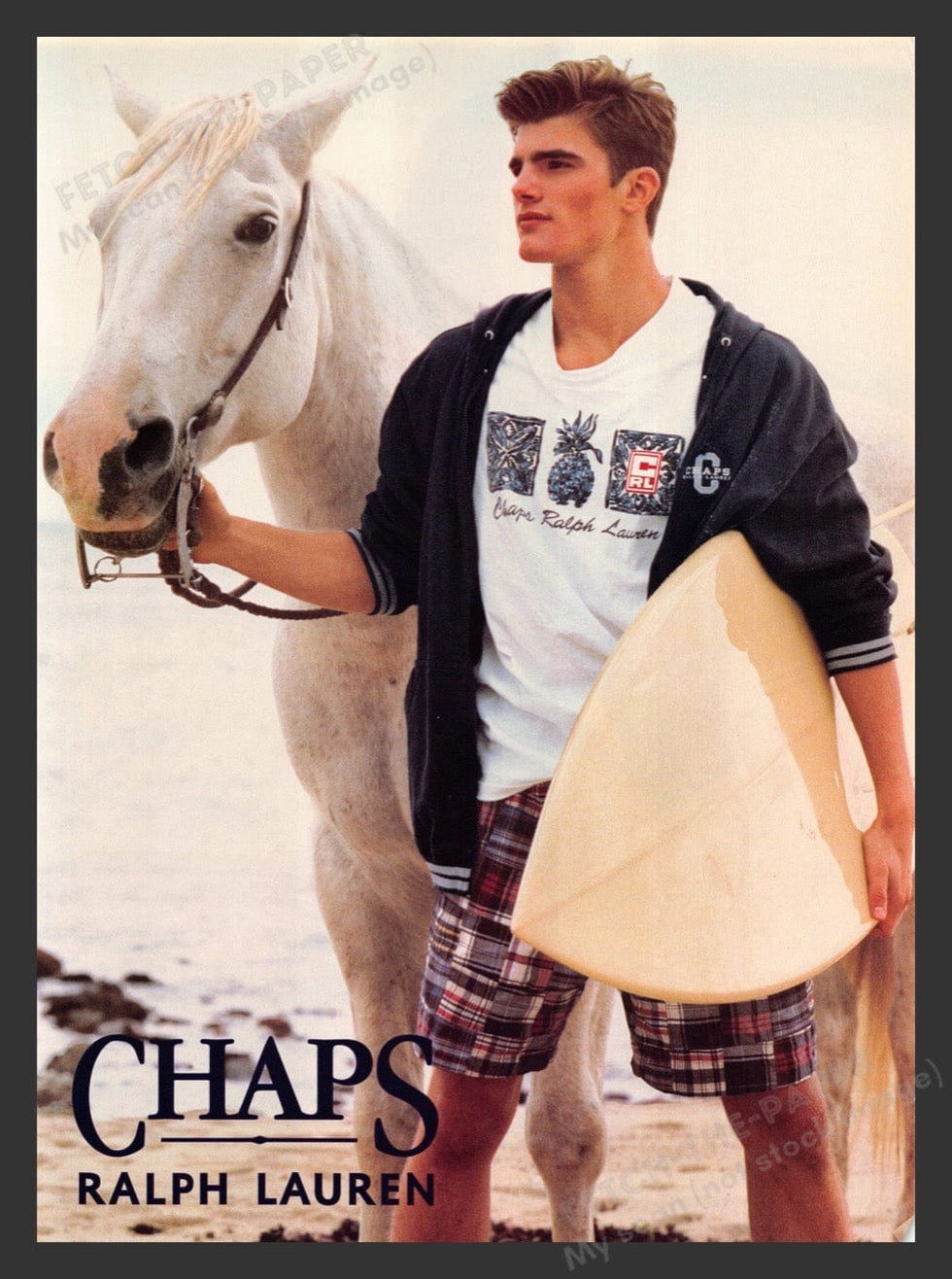 Chaps by Ralph Lauren Clothing White Horse 1990s Print Advertisement A ...