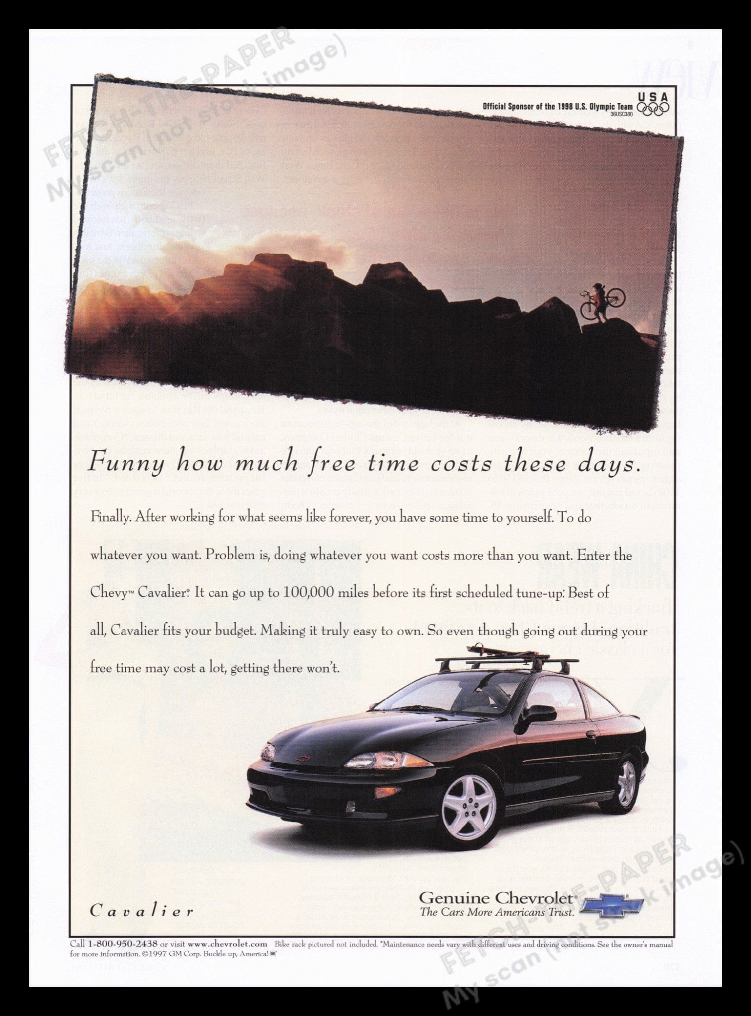1998 Chevrolet Cavalier Print Ad - Cyclist & Mountain Scene — Fetch-the ...