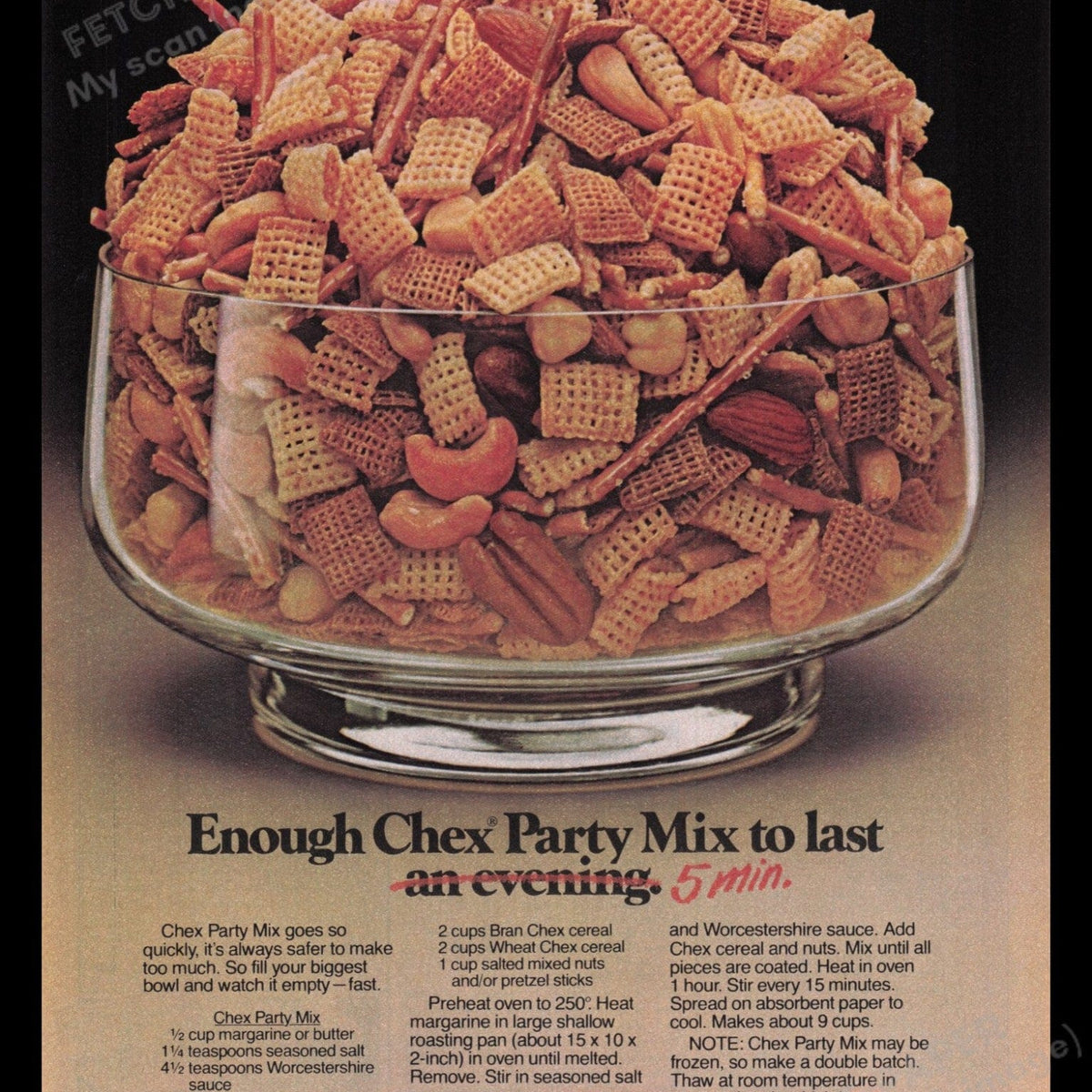 Chex Party Mix 1980s Print Advertisement Ad 1982 Recipe Cereal — Fetch-the-Paper