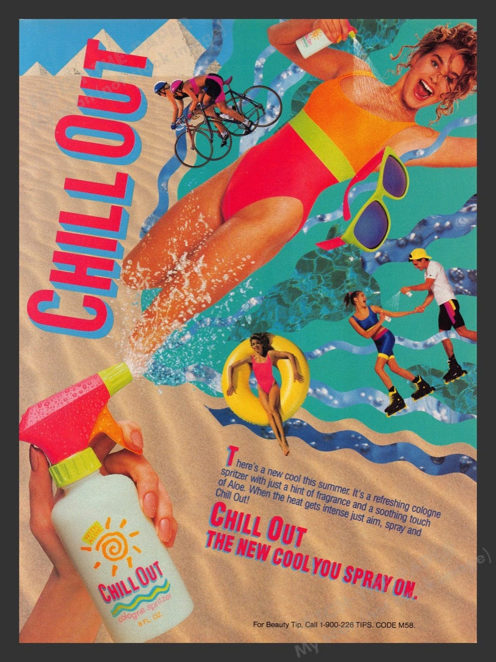 Chill Out Cologne Spritzer 1990 Print Advertisement Ad — Fetch-the-Paper