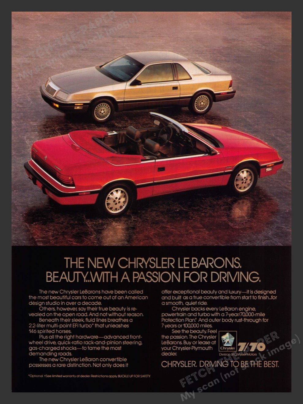 Chrysler LeBaron Convertible & Coupe 1980s Print Advertisement Ad 1988 ...