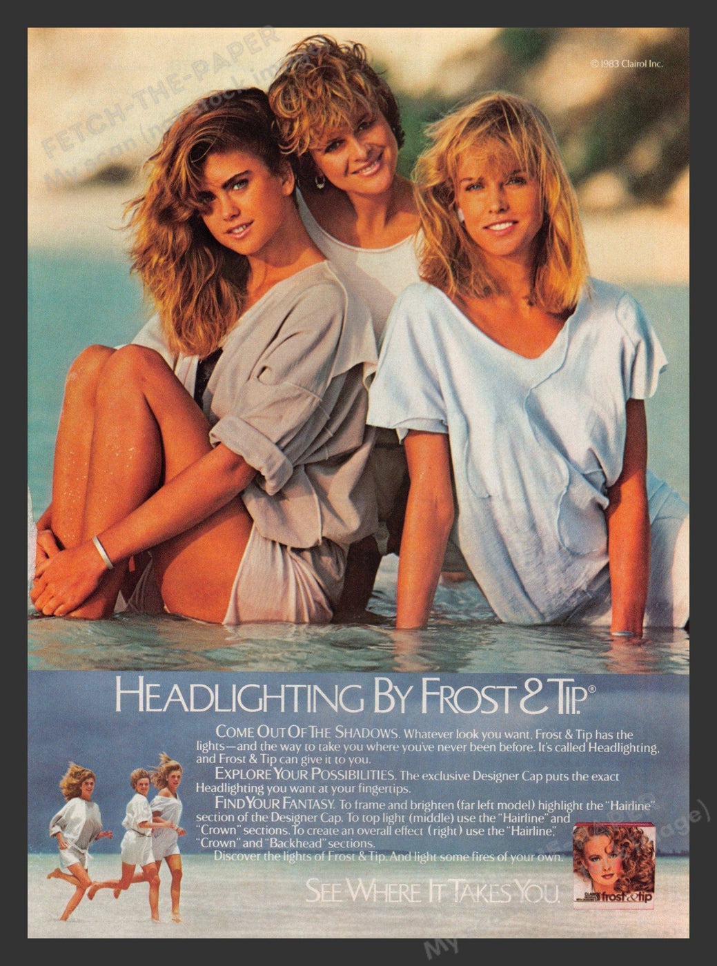 Clairol Frost & Tips Hair Big Hair Water Model 1980s Print Advertiseme ...