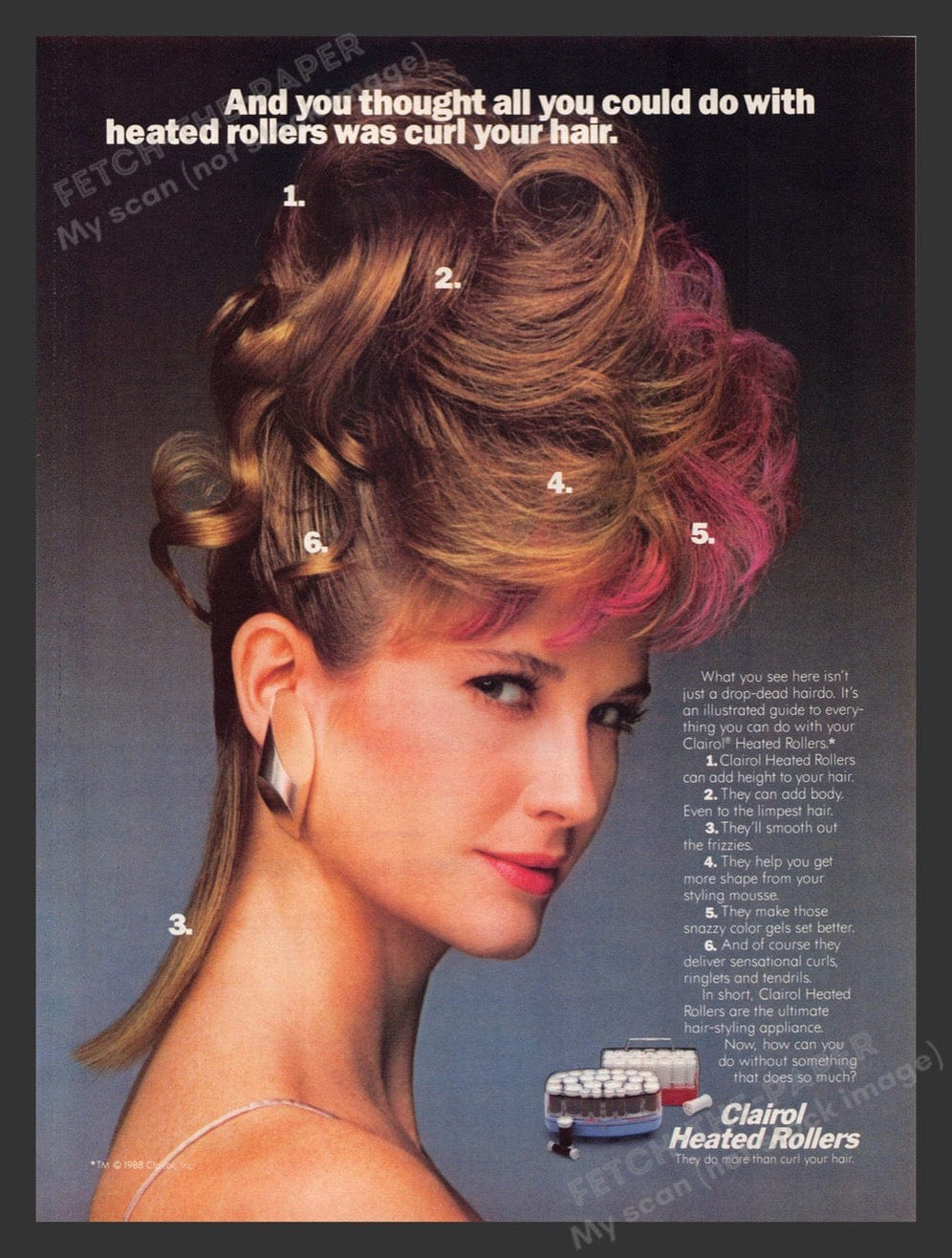 Clairol Heated Rollers 1980s Print Advertisement Ad 1988 — Fetch-the-Paper