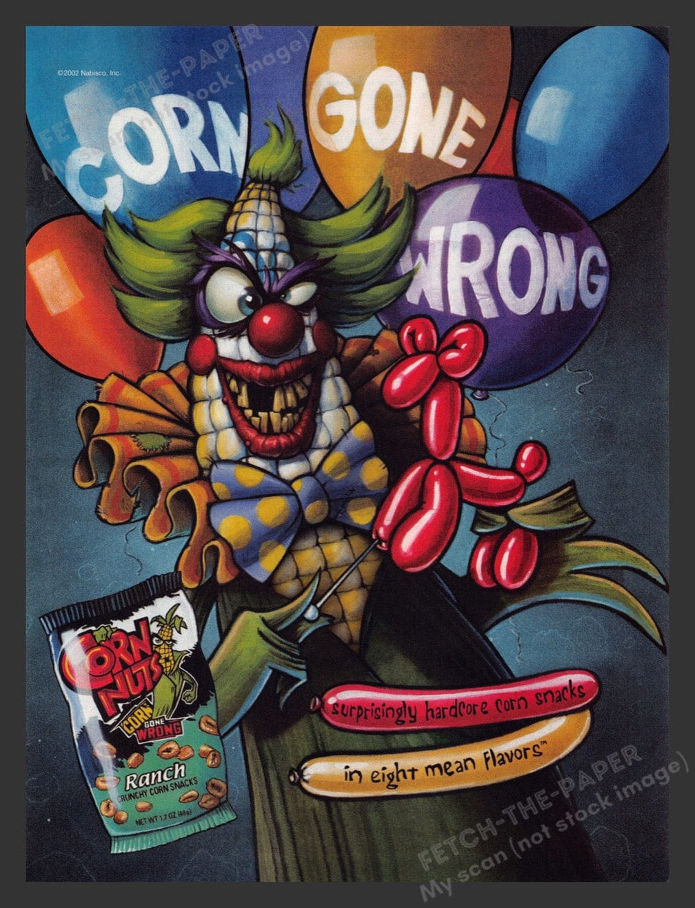 Corn Nuts Clown "Corn Gone Wrong" 2002 Print Ad - 8"x11" — Fetch-the-Paper