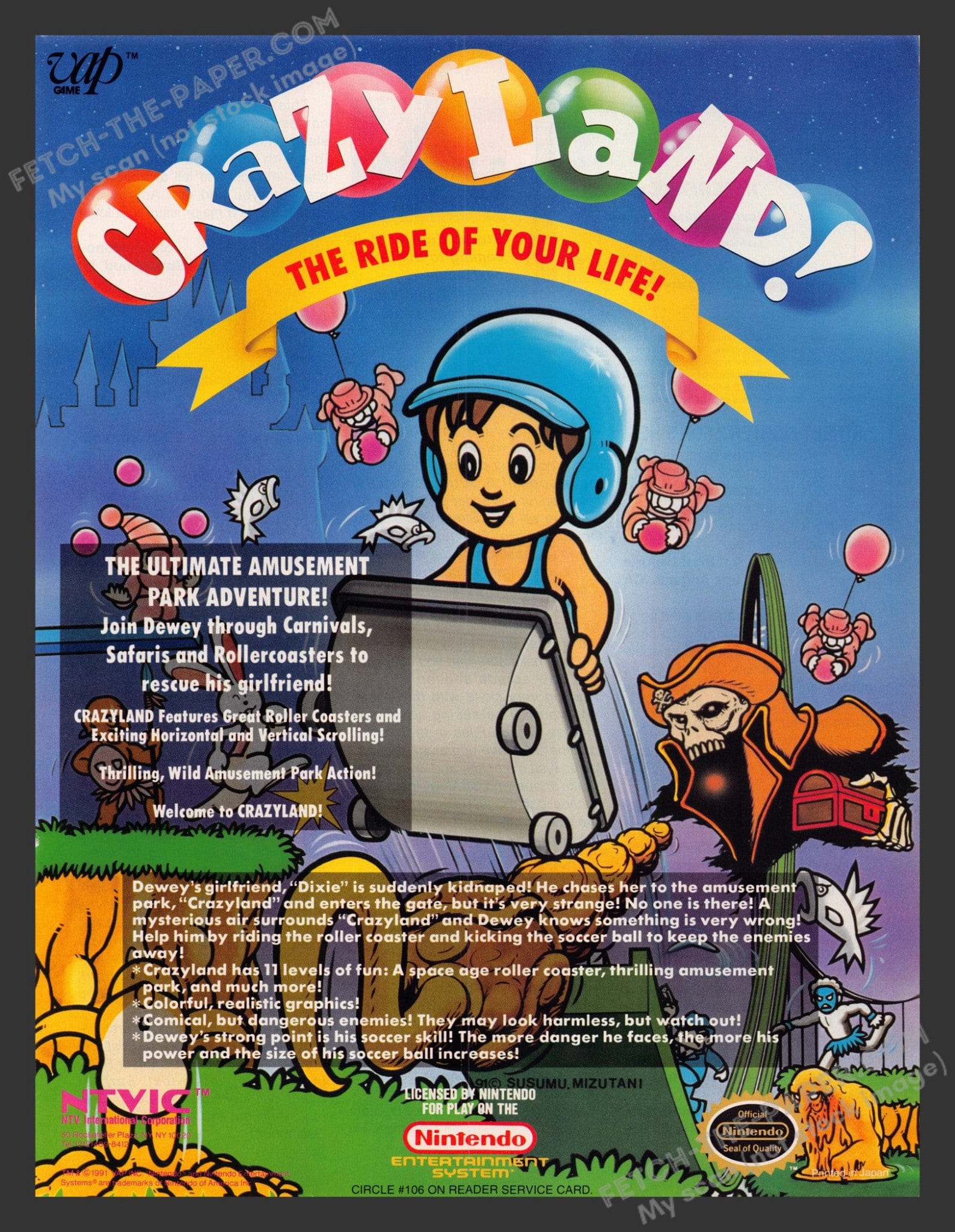 Crazyland: The Ride of Your Life Video Game 1990s Print Advertisement — Fetch-the-Paper