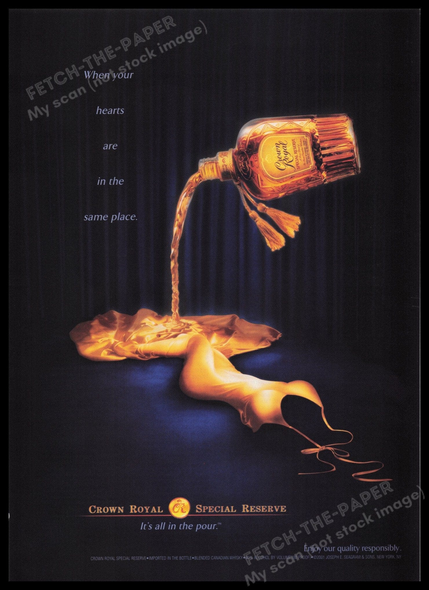 Crown Royal 2000s Print Advertisement Ad 2002 "It's all in the pour ...