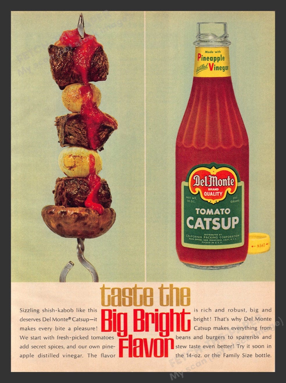Del Monte Tomato Catsup Beef Kabob 1960s Print Advertisement Ad 1964 ...