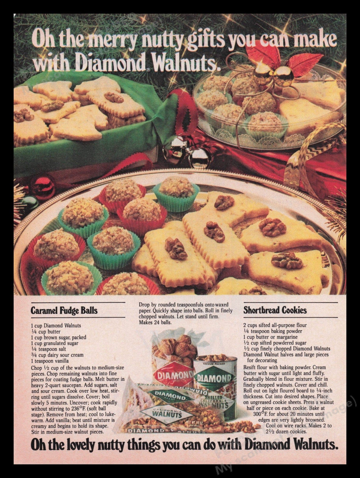 Diamond Walnuts 1980s Print Advertisement Ad 1981 Christmas Dessert Re ...