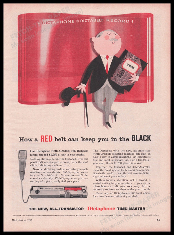 Dictaphone Time-Master 1950s Print Advertisement Ad 1959 — Fetch-the-Paper