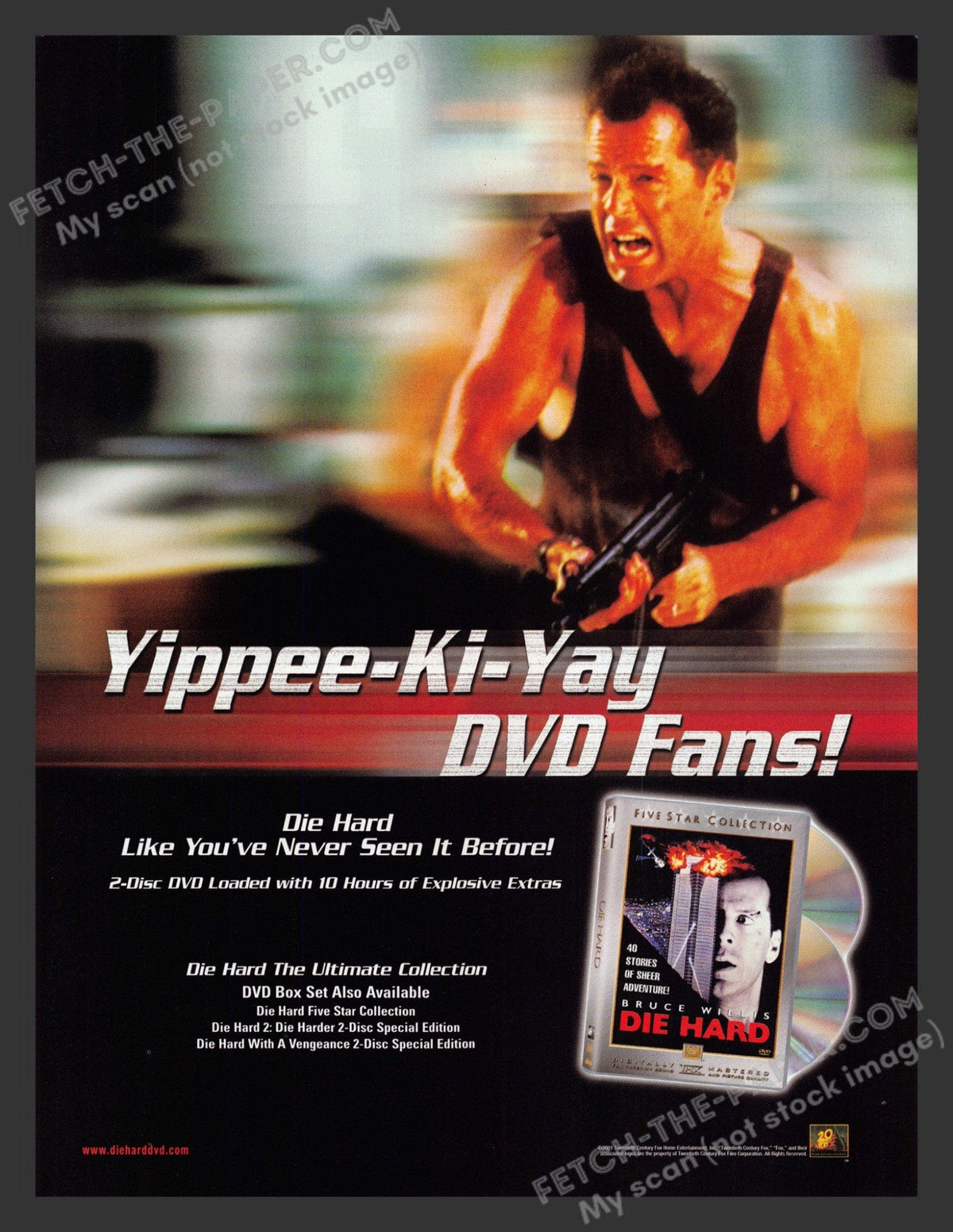 Die Hard Bruce Willis Twin Towers NYC 2000s Print Ad — Fetch-the-Paper