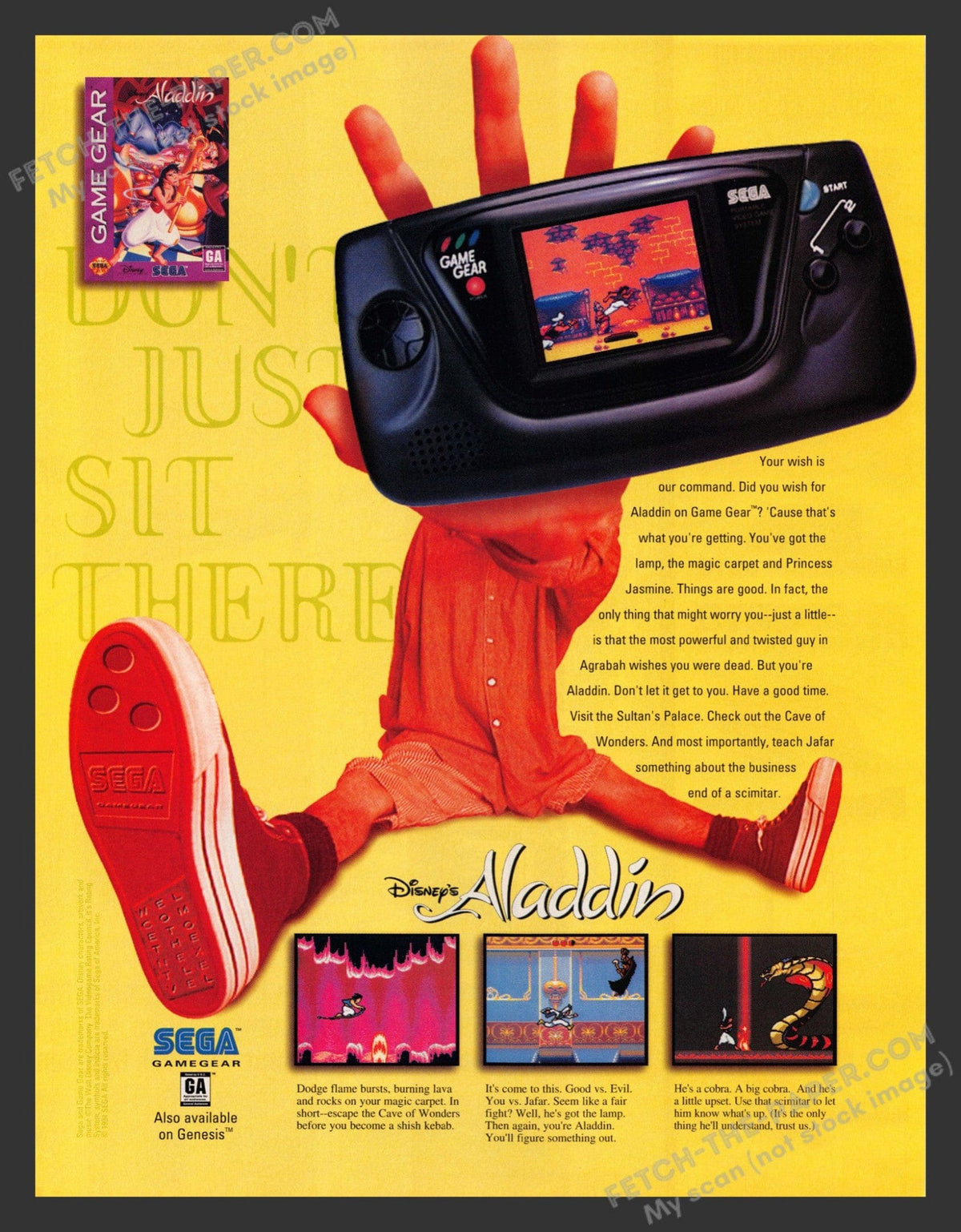 Disney's Aladdin Video Game 1990s Print Advertisement 1994 — Fetch-the-Paper