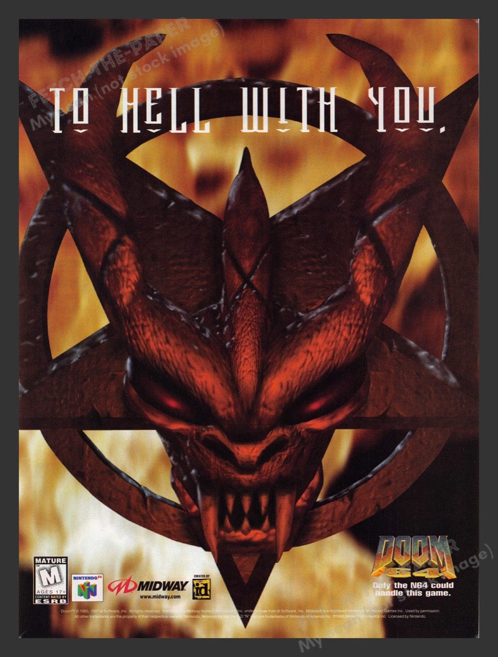 Doom 64 Pentagram 1990s Video Game Print Advertisement 1997 — Fetch-the ...