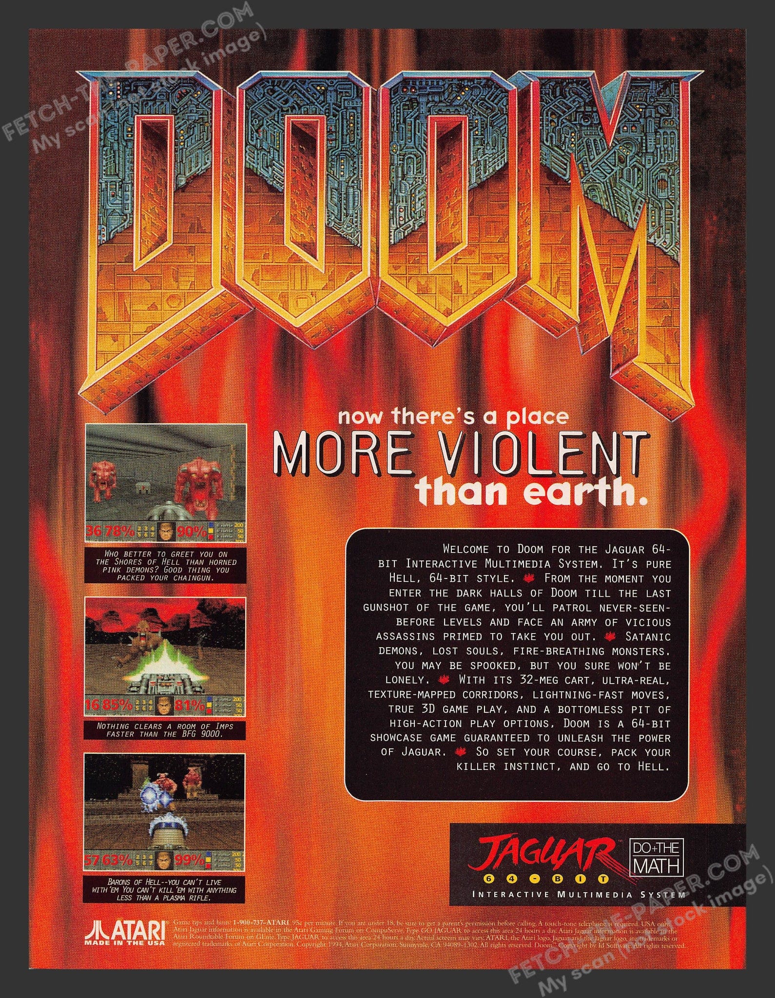 Doom Atari Jaguar Video Game 1990s Print Advertisement Ad 1994 — Fetch ...