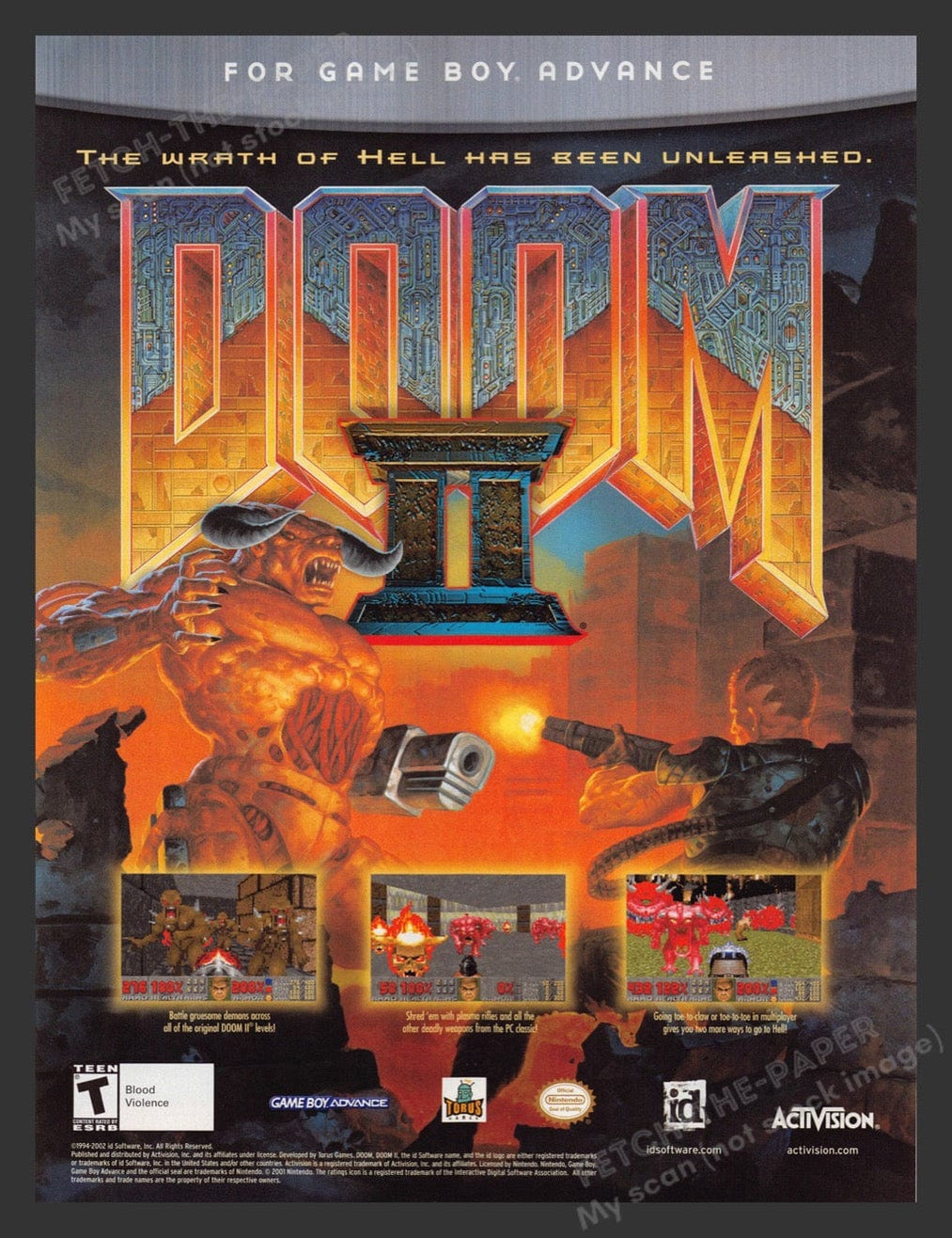 Doom II 2000s Video Game Print Advertisement 2002 — Fetch-the-Paper