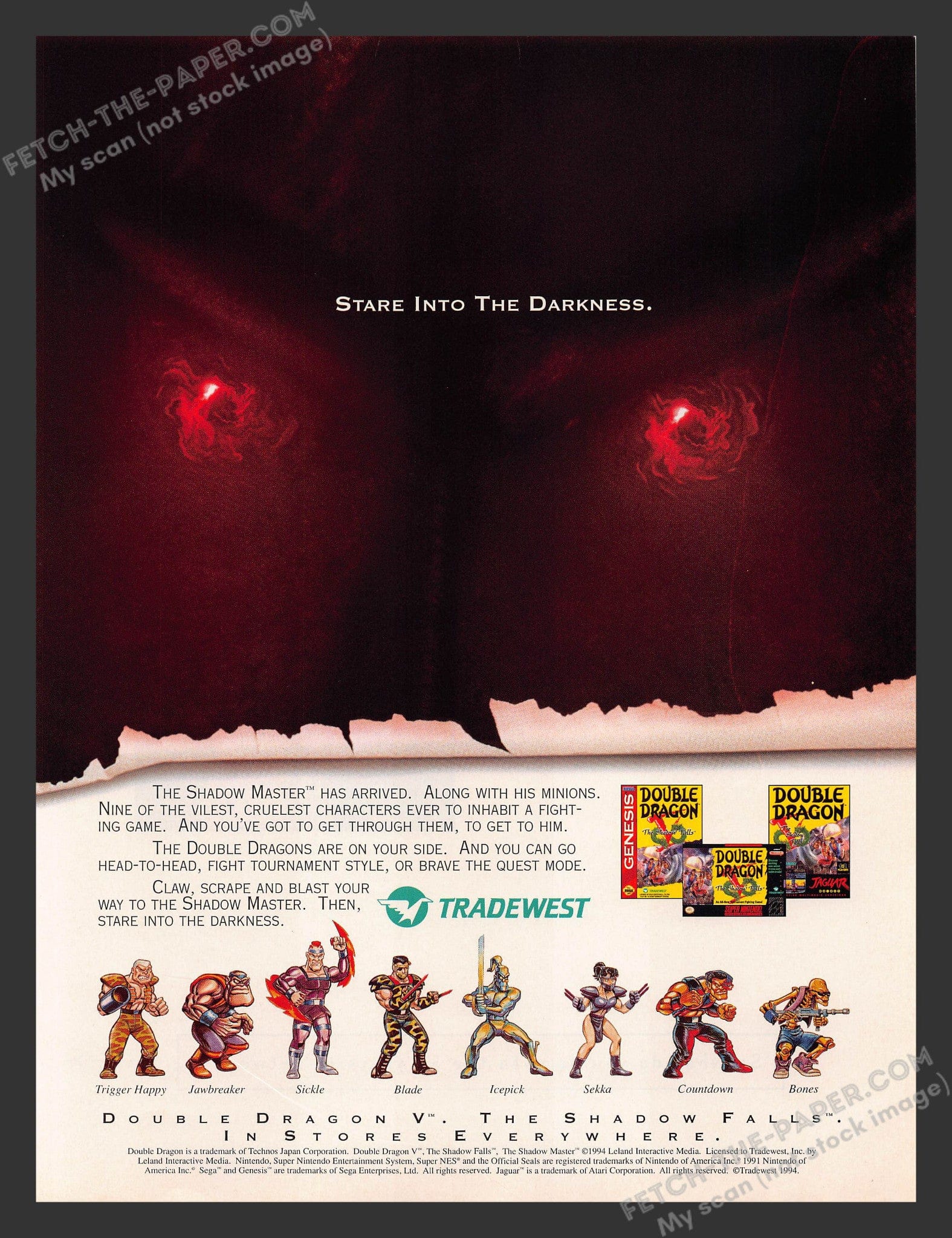 Double Dragon Shadow Master Video Game 1990s Print Advertisement 1994 ...