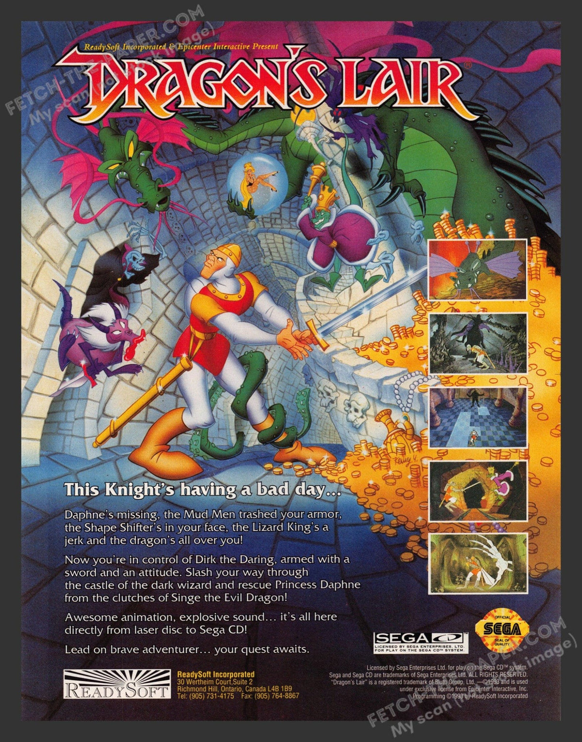 Dragon's Lair Video Game 1990s Print Advertisement 1993 — Fetch-the-Paper