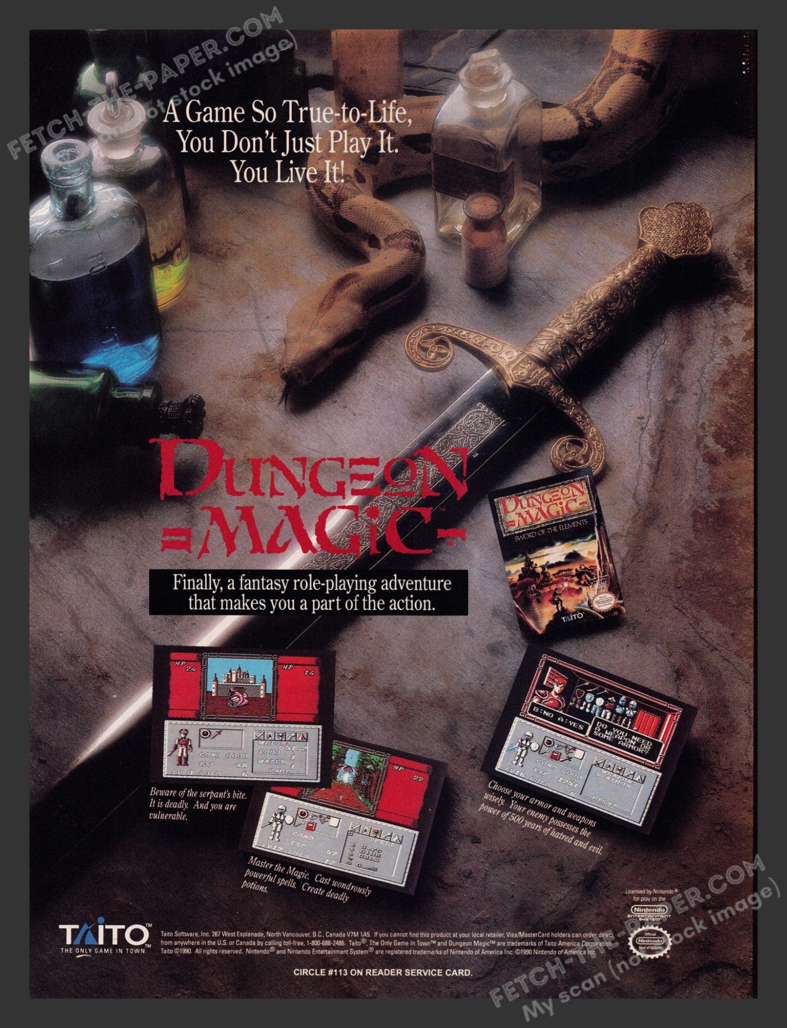 Dungeon Magic: Sword of the Elements Video Game 1990s Print Ad — Fetch-the-Paper