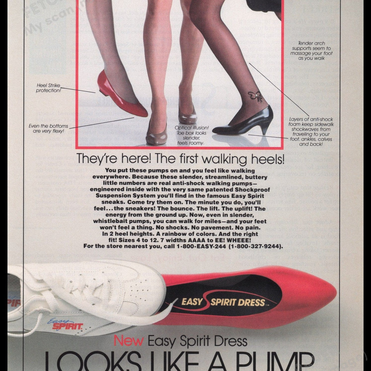 Easy Spirit Dress Shoes 1980s Print Advertisement Ad 1989 Legs Models ...