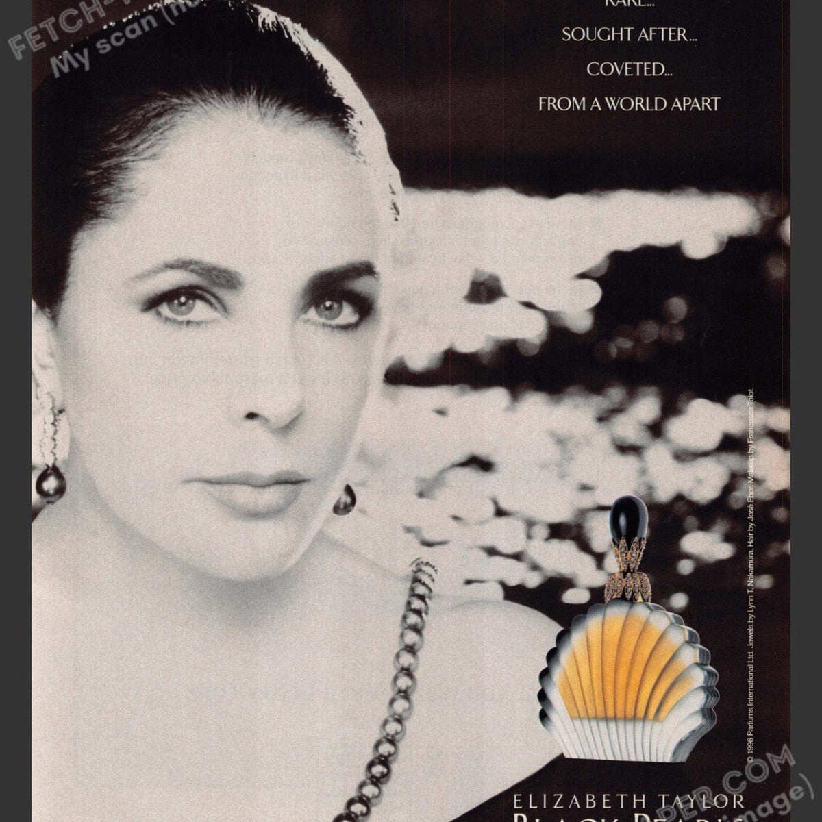 Elizabeth Taylor Black Pearls 1990s Print Ad — Fetch-the-Paper