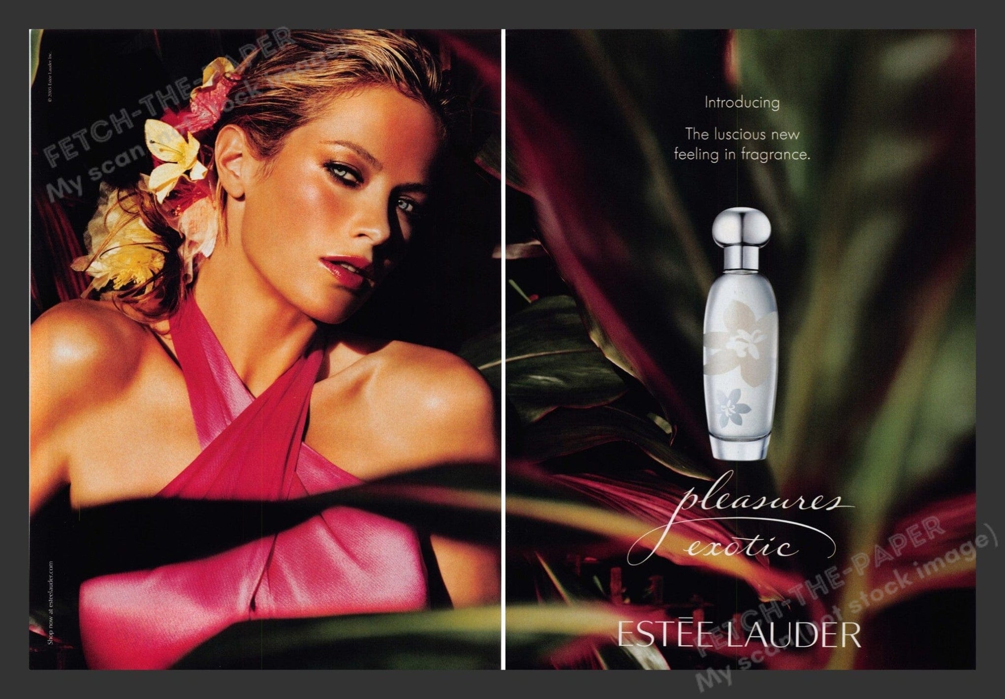 Estee Lauder Pleasures Exotic 2005 Vintage Ad (2 Pages) — Fetch-the-Paper