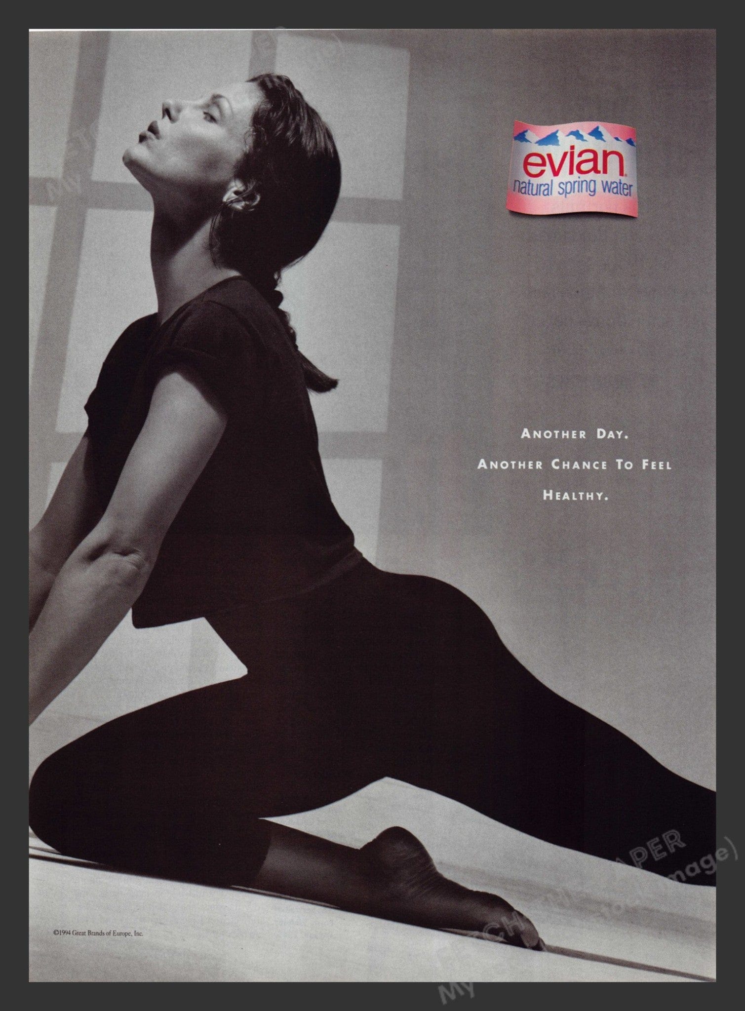 Evian Natural Spring Water 1994 Yoga Print Ad - 1990s Collectible ...