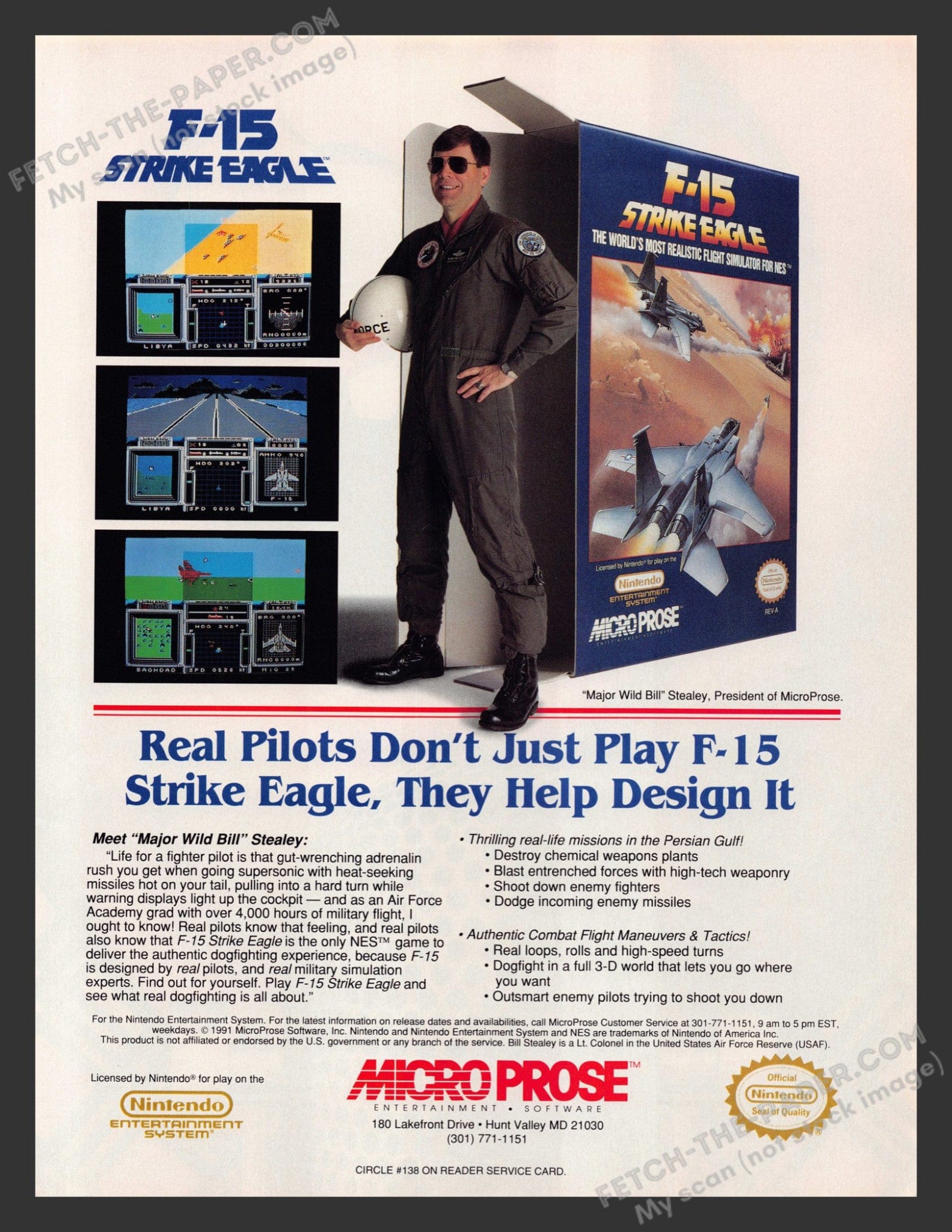 F-15 Strike Eagle Video Game 1990s Print Advertisement 1991 — Fetch-the-Paper