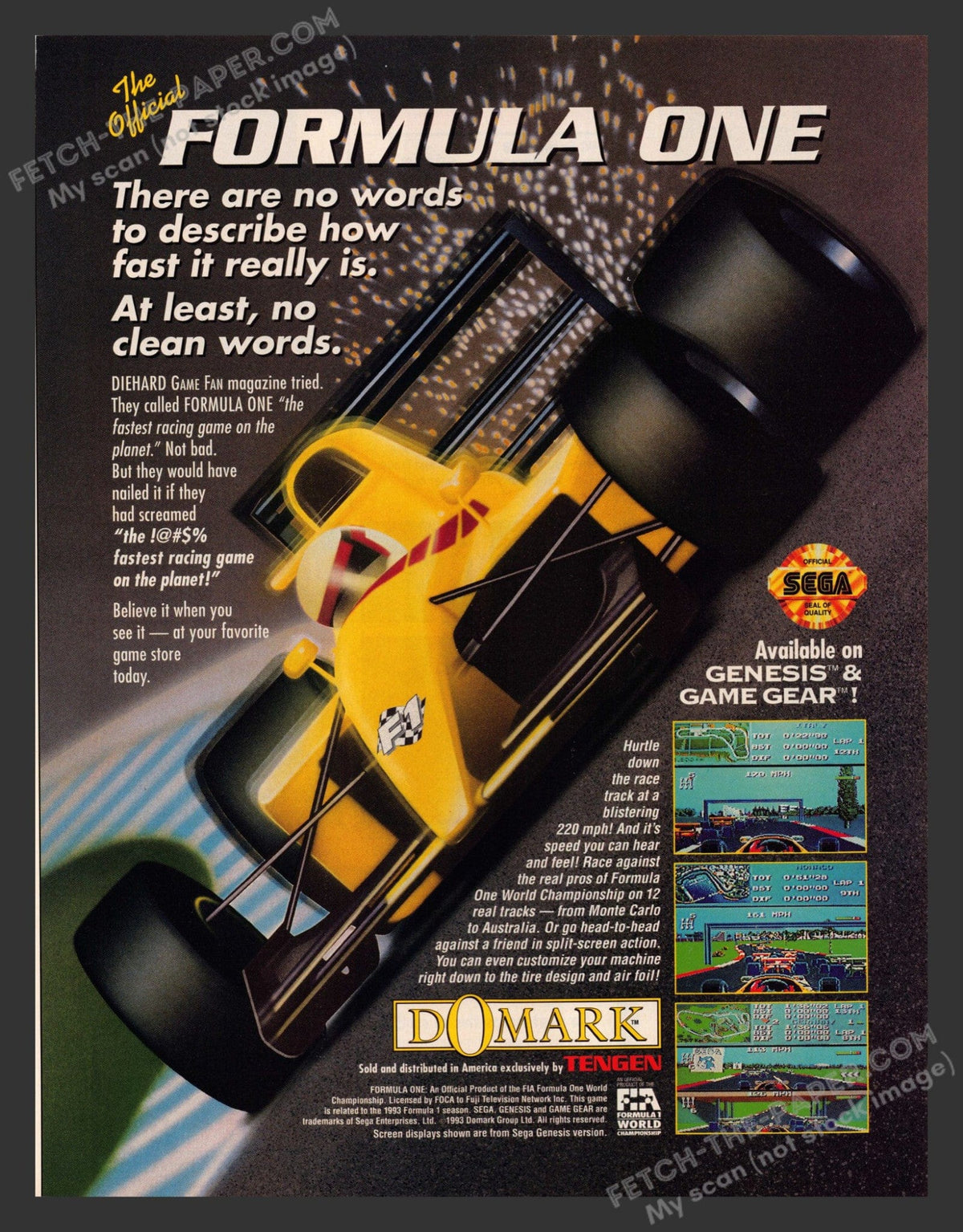 Formula One Video Game 1990s Print Advertisement 1993 — Fetch-the-Paper