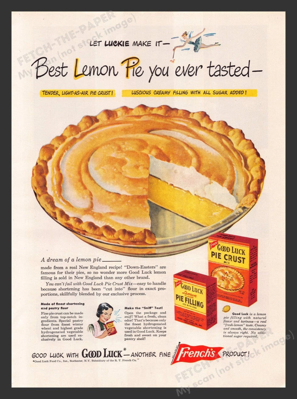 French's Good Luck Lemon Pie Filling & Crust 1940s Print Advertisement ...
